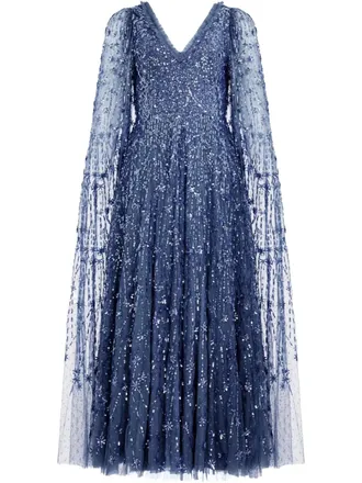 Needle & Thread robe longue à sequins - Bleu