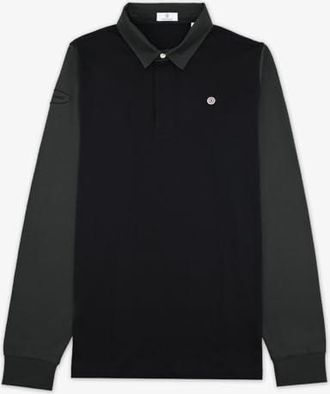 Serge Blanco Polo Manches Longues en Coton Noir Livio - Mode Homme