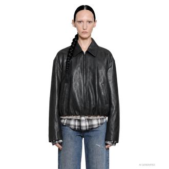Acne Studios Leather Bomber Jacket