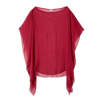 Oltre Poncho aus Seiden-Voile-Mix - - Blouses & Shirts - Damen - Rot - S/M