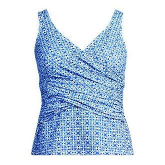 Lands End Tankini-Top mit Wickelfront Slender, Damen, Gr&ouml;&szlig;e:44 regular, Wei&szlig;, Elasthan/Nylon-Mischung, by Lands End