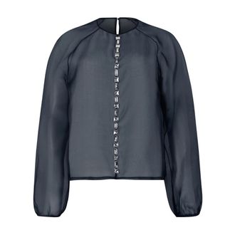 Fabiana Filippi Femme, Blouses et Chemises, Bleu, Taille: 38 FR Gilet Boutonn&eacute; Orn&eacute;