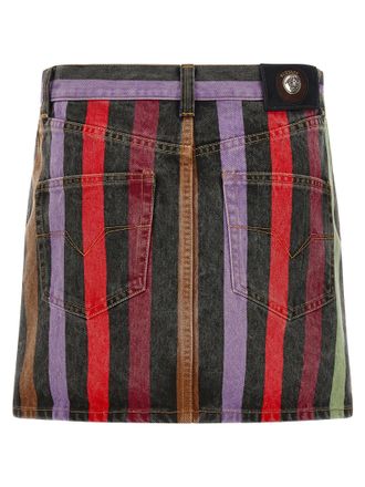 Versace Striped Denim Skirt - multicolor