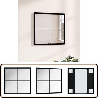 vidaXL Wandspiegel Schwarz 40x40 cm Metall - Wandspiegel - Schwarzer Spiegel - Rechteckiger Spiegel - Wohnzimmerdeko - Schlafzimmerdekor