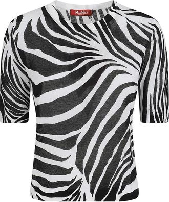 Max Mara Femme, Blouses et Chemises, Multicolore, Taille: 40 FR T-shirt en organza &agrave; motif z&eacute;br&eacute;
