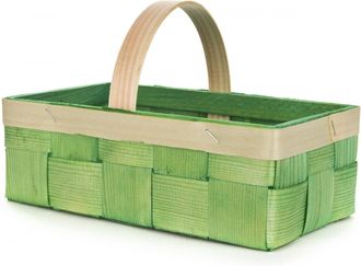 Rudolphs Schatzkiste Holzkorb Osterdekoration Spankorb mit Henkel eckig, grün 22x14x7cm NEU DEKOKORB PILZKORB SAMMELKORB Erzgebirge