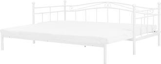 Beliani Ausziehbares Elegantes Metallbett 80 x 200 cm wei&szlig; Tulle