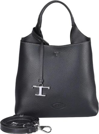 Tod's Tods Beuteltaschen - Pebbled Black Leather Tote Bag - Gr. unisize - in Schwarz - f&uuml;r Damen