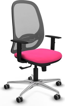 Piqueras y Crespo Schreibtischstuhl mit Rollen in Rosa mit 1D-Armlehnen, h&ouml;henverstellbare Lendenwirbelst&uuml;tze, ausgestattet mit 3 Positionen und Schneidschaum, Grau/Ros