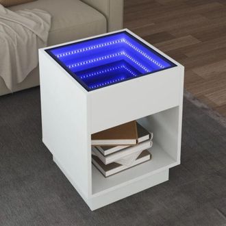 vidaXL Table basse avec led infini blanc 40x40x50 cm Vidaxl