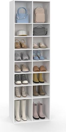 IDMarket Idmarket - Etagère à chaussures 16 compartiments blanc