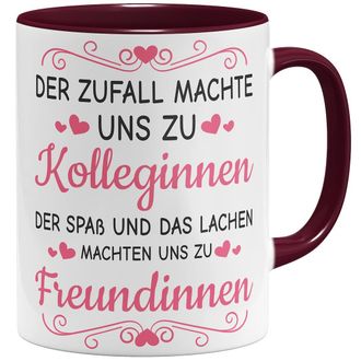 OM3 Der Zufall machte uns zu Kolleginnen Freundinnen Kaffee-Tasse Geschenkidee Dankesch&ouml;n Lieblingskollegin | Keramik Becher | 11oz 325ml | Beidseitig Bed