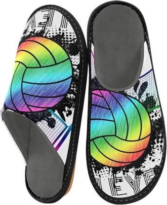 HMZXZ Pantoufles de volleyball de sport pour homme et femme - Aquarelle - Chaussons dintérieur - Pour la chambre à coucher, les voyages, multicolore, 41/42 