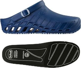 Scholl Clog Evo Bleu + Semelles Pro Antistatiques avec Memory Cushion pour Clog Evo - Bleu/Noir
