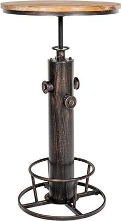 Clp Table Haute Ruhr I Table de Bar r&eacute;glable en Hauteur avec Repose-Pieds I Structure de Table en m&eacute;tal et Plateau de Table en Bois de pin, Couleur:Bronze