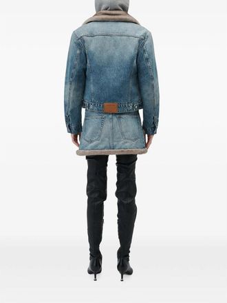 Alexander Wang Denim with Faux-Fur Collar Jacket - Blue