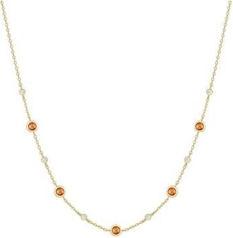 Ania Haie Melodic Poet Nano Gem Station Collier pour femme en argent sterling plaqué or 14 carats, serti de 6 zircones et 5 pierres de couleur, longueur 40 cm +