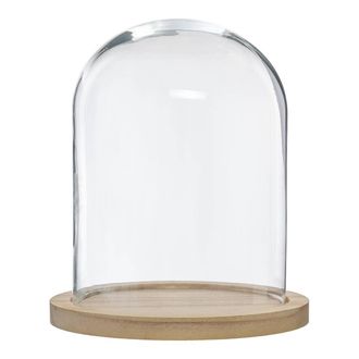Atmosphera Bell Glass Base Wood