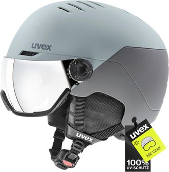 Uvex Wanted Visor - robuster, stylischer, optimal bel&uuml;fteter Skihelm mit beschlagfreiem Visier f&uuml;r Damen und Herren - Glacier - Rhino matt - 54-58 cm