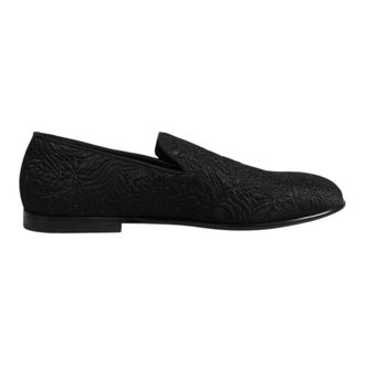 Dolce & Gabbana Schwarze Samtleder Slip On Loafers - - Shoes - Herren - Schwarzk - 40 EU