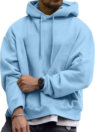TOMWELL Oversized Hoodie Herren Winter Kapuzenpullover Casual Pullover mit Kapuze Classic Hoody A Blau XXL