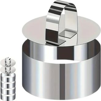 Generic Dessert-Mousse-Kuchenformen, Mousse-Formen mit Stopfer - Ringkuchenform aus Edelstahl mit Stopfer - Benutzerfreundlich gestaltete runde Backform zur H