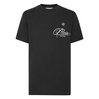 Philipp Plein Homme, Tops, Noir, Taille: 3XL T-shirt Col Rond MC avec Cristaux