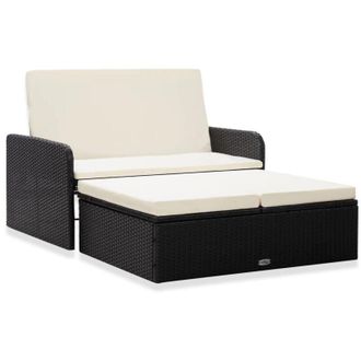 vidaXL Vidaxl - Salon de jardin 2 pcs avec coussins R&eacute;sine tress&eacute;e Noir