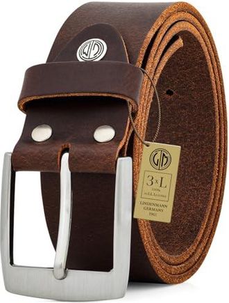 Lindenmann ceinture homme de cuir de buffle, 40 mm large et 3,8 mm fort, ajustable, marron fonc&eacute;, Farbe/Color:marron, Size US/EU