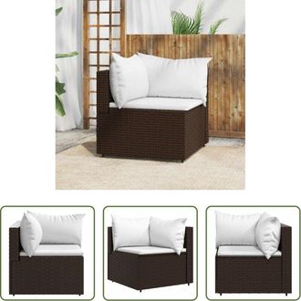 vidaXL vidaXL Rattan - Garten-Ecksofa mit Kissen Braun Poly Rattan