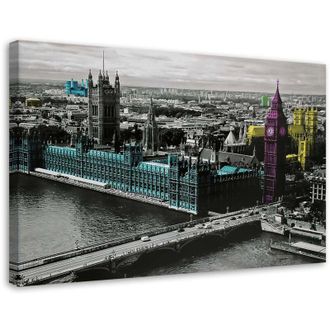Feeby Tableau sur toile Ville de Londres Multicolore 90x60