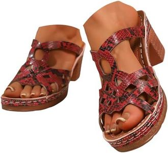 Generic Sandales &agrave; talon &eacute;pais pour femme 2026 - Sandales orthop&eacute;diques habill&eacute;es et d&eacute;contract&eacute;es - Soutien de la vo&ucirc;te plantaire - Confortables &agrave; enfiler - 