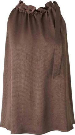 PESERICO Femme, Tops, Brun, Taille: 34 FR Haut &agrave; volants et &agrave; nouer