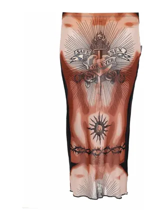 Jean Paul Gaultier Jupe Midi - Safe Sex Tatoo