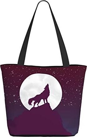 AOOEDM Wolf In The Night Ladies Shopping Bag 13x11x7in.Le cadeau parfait pour la Saint-Valentin.Cest de la Saint-Valentin pour maman, fille, &eacute;pouse, etc