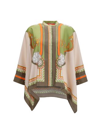 La DoubleJ Womens Shirt Printed Silk Scarf Multicolour