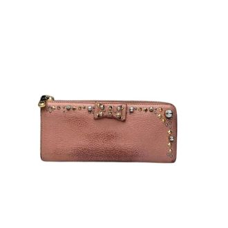 Miu Miu Portefeuille zipp&eacute; clout&eacute; doccasion - Femme - Pre-owned - Rose - Taille: ONE Size