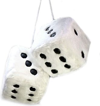 Generic Autoanh&auml;nger, H&auml;ngende Pl&uuml;schw&uuml;rfel Zur Dekoration des R&uuml;ckspiegels, mit Baumwollmaterial und Nylonband, 3 Farben Rot Schwarz Wei&szlig; (WHITE)