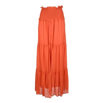 Dondup Femme, Jupes, Orange, Taille: 34 FR Longue jupe en mousseline avec fente latérale