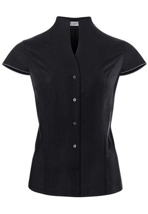 Vincenzo Boretti Klassische Bluse leicht tailliert Kelchkragen Kurzarm