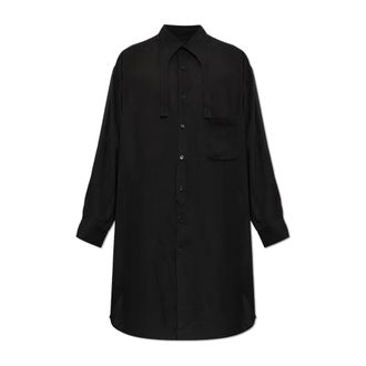 Yohji Yamamoto Zellulose Rasenkragen-Tab Langbluse - - Shirts - Herren - Schwarzk - S