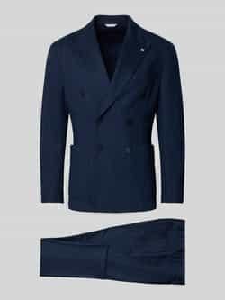 Manuel Ritz Slim Fit Anzug mit zweireihigem Sakko und Hose mit B&uuml;gelfalten