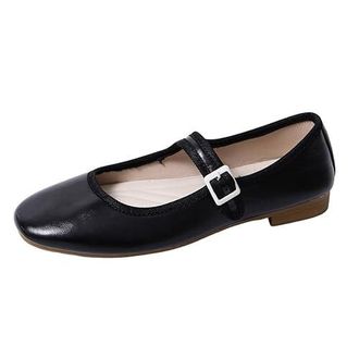 Generic Mary Jane Chaussures plates confortables et d&eacute;contract&eacute;es &agrave; enfiler avec sangle &agrave; boucle pour femme, Noir, 40.5 EU