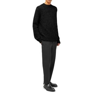 Jil Sander Mens Black Alpaca Leather Sweater Clothing