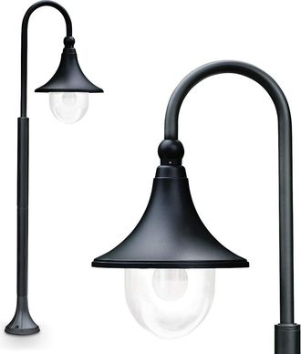 HOFSTEIN Außenleuchte Elgin, Stehleuchte in antikem Look, Metall in Schwarz matt, mit Lampenschirm aus Kunststoff, Wegeleuchte 120 cm, Retro/Vintage Gartenlamp