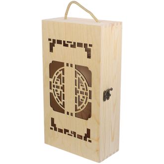 Artibetter Weinkiste Holz Mit Griff F&uuml;r 2 Flaschen Wein Aufbewahrungsbox Holz Geschenkbox F&uuml;r Hochzeit Geburtstag Jubil&auml;um