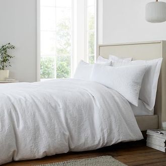 bianca Fleur Matelass&eacute; Jacquard-Bettw&auml;sche-Set mit Kissenbez&uuml;gen, Fadenzahl 200, Baumwolle, Wei&szlig;