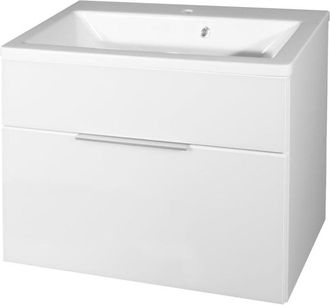 Fackelmann kara Badmöbel Set 2-teilig 80cm, Weiß, Gussmarmor, 1 Schublade-90020145