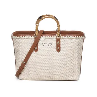 V&deg; 73 Femme, Sacs, Beige, Taille: ONE Size Sac en paille avec fermeture magn&eacute;tique
