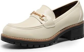 Dream Pairs Mocassins Femme Confort à Enfiler avec Semelle Plateforme Chaussures Loafers Épaisses pour Bureau et Usage Quotidien,Size 40.5,Beige-PU,SDLS2410W